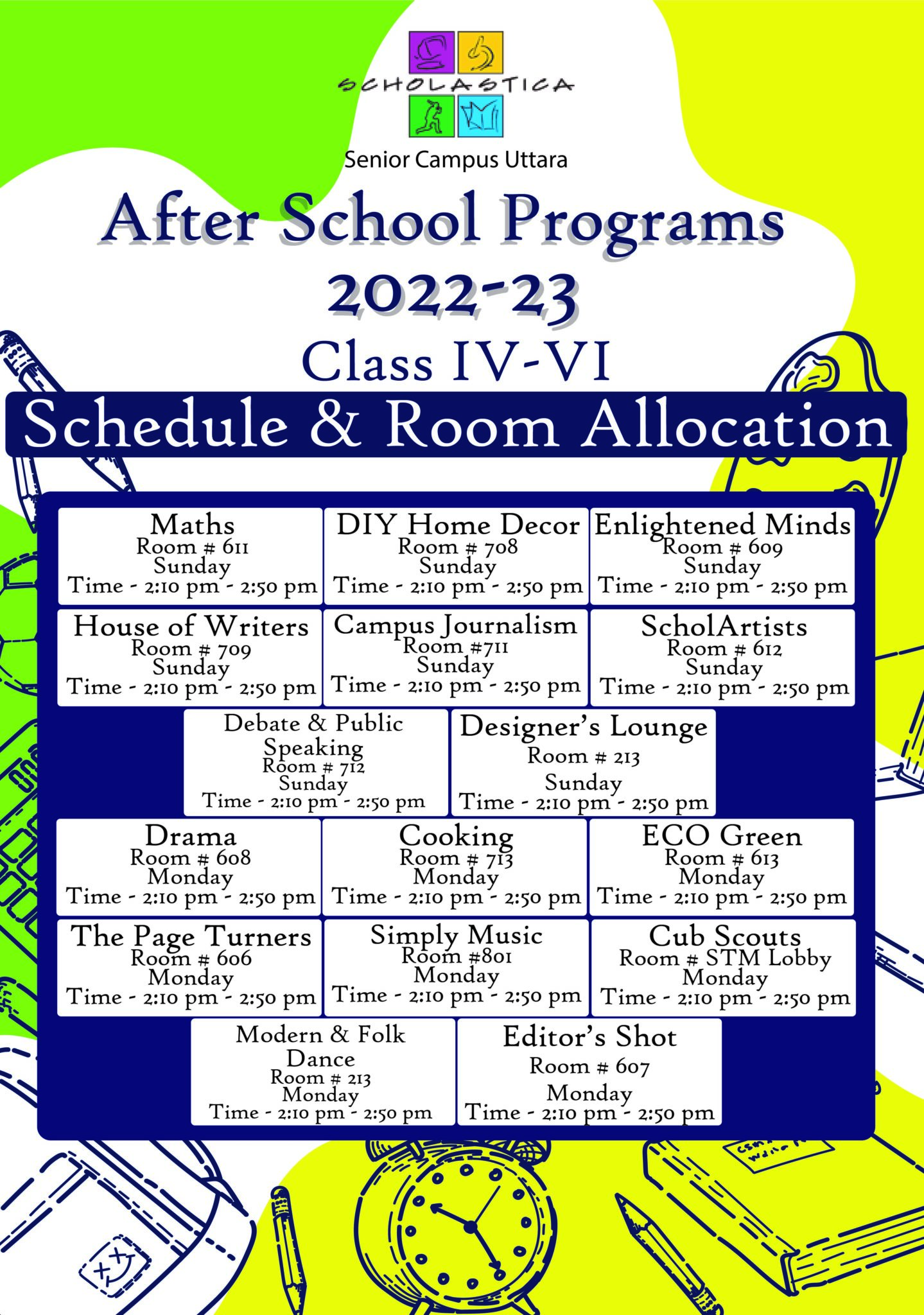 After School Programs Schedule | Scholastica Afterschool Programs